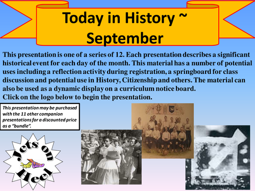 On a Septemberday in History | Teaching Resources