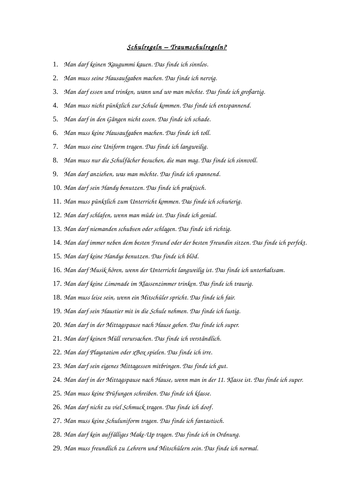 School Rules in German - Actual or Dream School? Modal verbs and ...