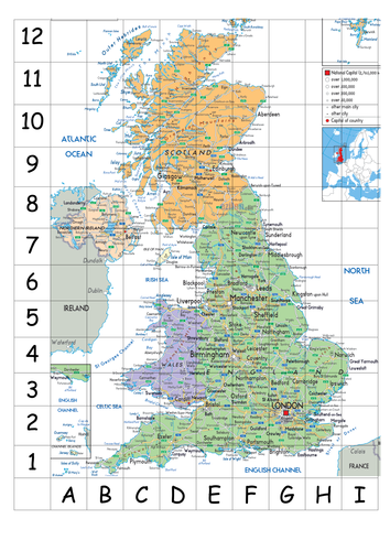 UK map with coordinates and names of cities by holt_becci - Teaching ...