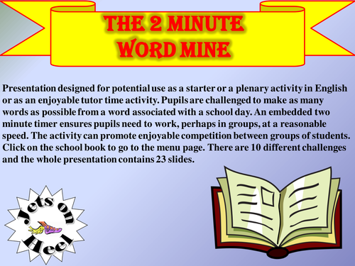 The Two Minute School Word Mine | Teaching Resources