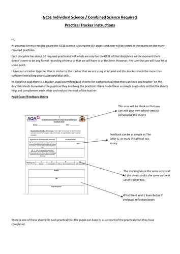 AQA GCSE Science Required Practical Tracker Instructions | Teaching ...