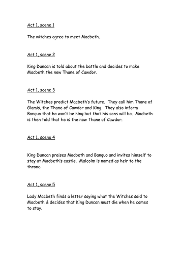 Macbeth plot summary | Teaching Resources