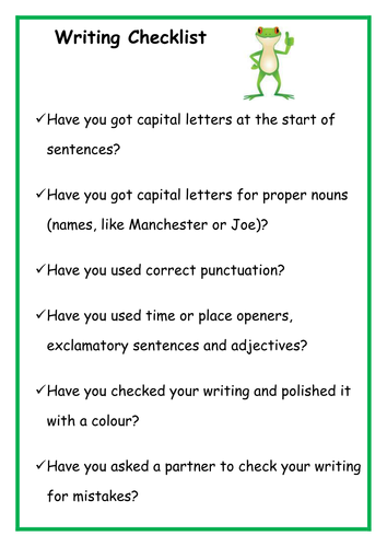 Writing checklist | Teaching Resources Writing checklist | Teaching Resources