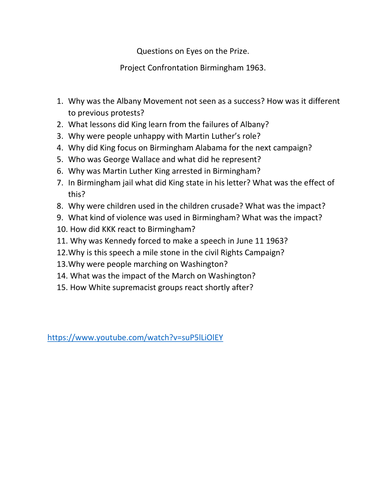 Civil Rights 1963-65 - Eyes on the Prize | Teaching Resources