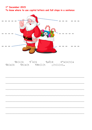 Early writers - label the picture of Santa with words from the word ...