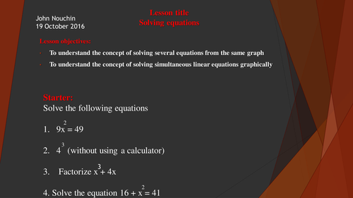 Solving simultaneous linear equations graphically. | Teaching Resources Solving simultaneous linear equations graphically. | Teaching Resources