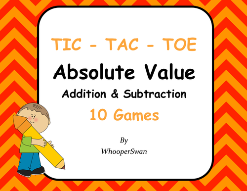 Absolute Value - Addition & Subtraction Tic-Tac-Toe | Teaching Resources