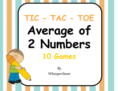 Average of 2 Numbers Tic-Tac-Toe | Teaching Resources