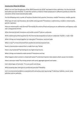 Construction Materials (GCSE Chemistry OCR Gateway 2012 Spec ... Construction Materials (GCSE Chemistry OCR Gateway 2012 Spec ...