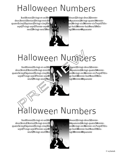 Halloween Numbers in French | Teaching Resources
