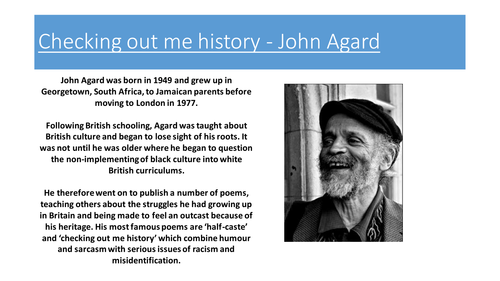 Checking Out Me History - John Agard | Teaching Resources Checking Out Me History - John Agard | Teaching Resources