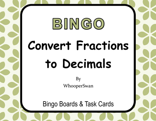 Fractions to Decimals - BINGO and Task Cards | Teaching Resources