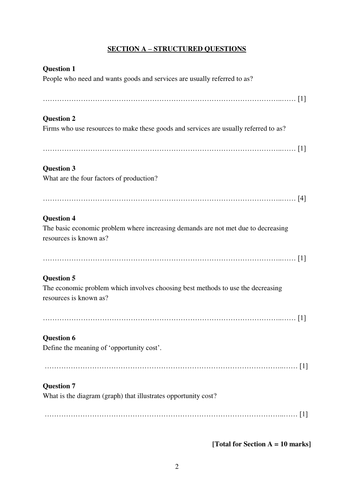 IGCSE 0455 Economics - Completed Exams and Test | Teaching Resources
