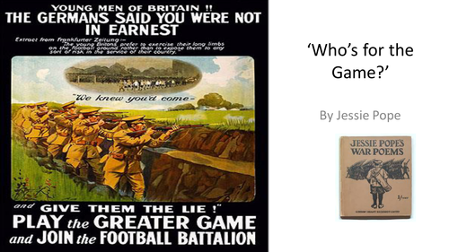'Who's for the Game?' by Jessie Pope | Teaching Resources