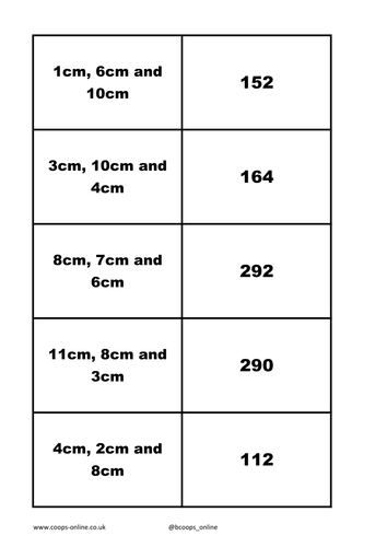 Surface Area- matching cards and loop cards | Teaching Resources
