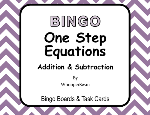 One Step Equations (Addition & Subtraction) - BINGO and Task Cards ...