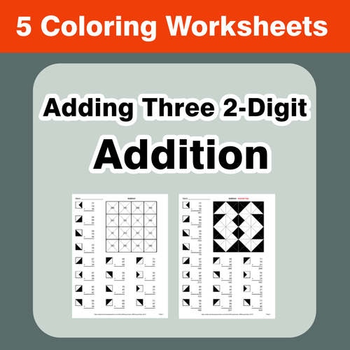 Adding Three 2-Digit Addition - Coloring Worksheets | Teaching Resources