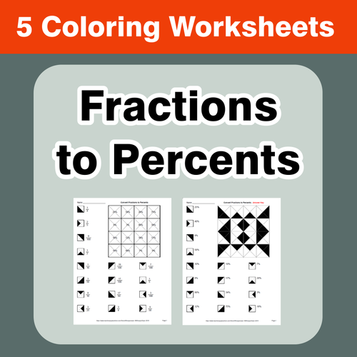 Convert Fractions to Percents - Coloring Worksheets | Teaching Resources