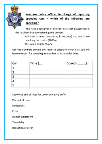 KS3 Physics calculating speed lesson - speeding cars differentiated ... KS3 Physics calculating speed lesson - speeding cars differentiated ...
