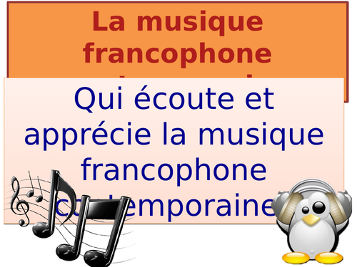 Qui écoute et apprécie la musique francophone contemporaine / New AS ...