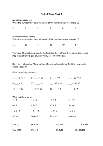 Multi Topic Test | Teaching Resources