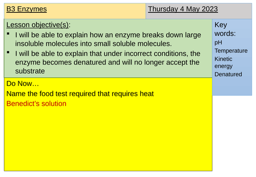 Igcse Coordinated Science B4 Enzymes Teaching Resources
