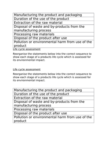 Edexcel 9-1 CC11d Life cycle assessement and recycling TOPIC 4 ...