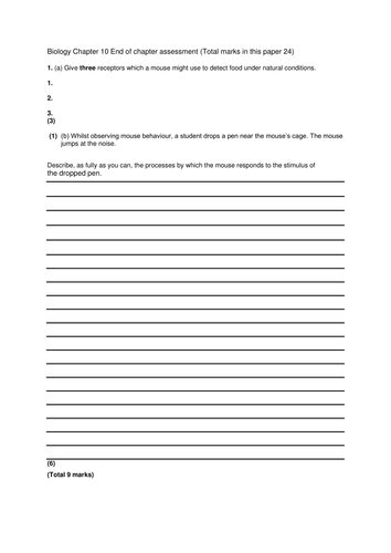 AQA TRILOGY B10 The human nervous system Assessment | Teaching Resources AQA TRILOGY B10 The human nervous system Assessment | Teaching Resources