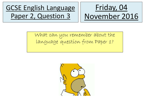 AQA GCSE English Language Paper 2: Language Question | Teaching Resources
