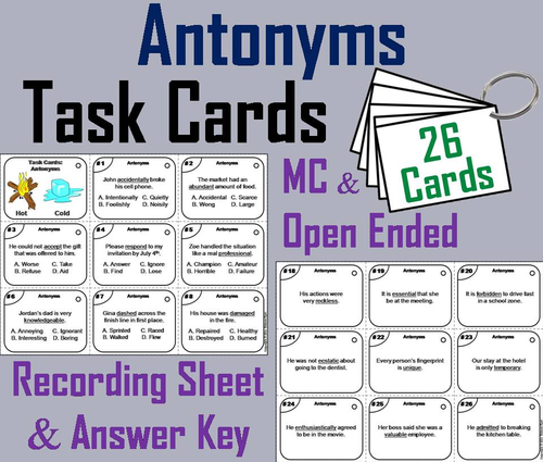 Antonyms Task Cards | Teaching Resources
