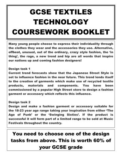 GCSE Textiles Coursework Booket AQA | Teaching Resources GCSE Textiles Coursework Booket AQA | Teaching Resources