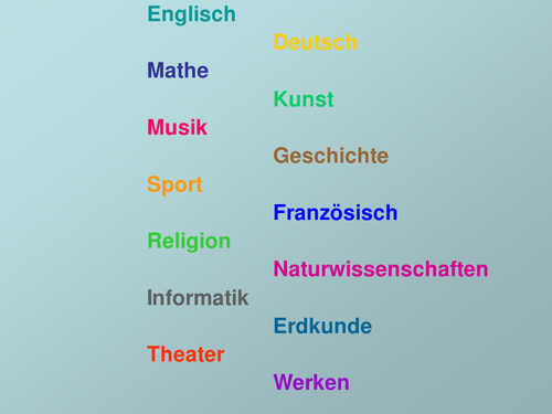 Primary German resources: school subjects