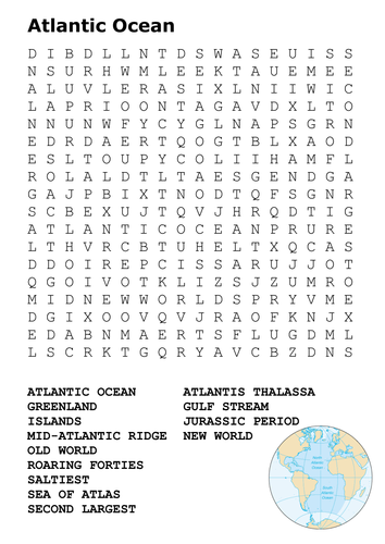 The Atlantic Ocean Word Search | Teaching Resources
