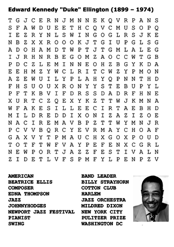 Duke Ellington Word Search | Teaching Resources