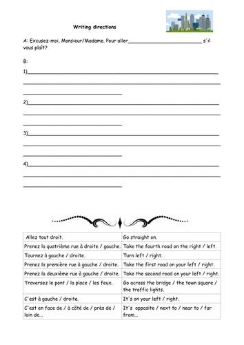 Worksheet for writing directions | Teaching Resources
