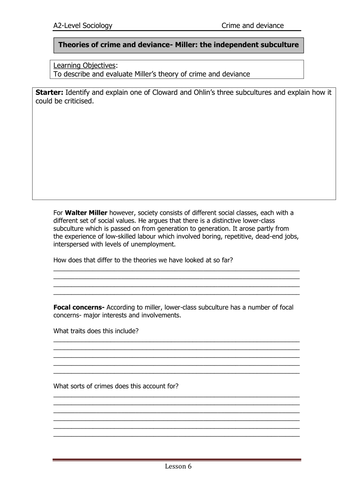Lesson 6- Strain theory- A Level sociology AQA, Crime and Deviance ...
