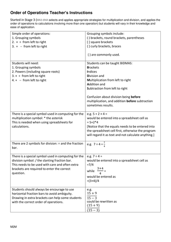 Order of operations | Teaching Resources
