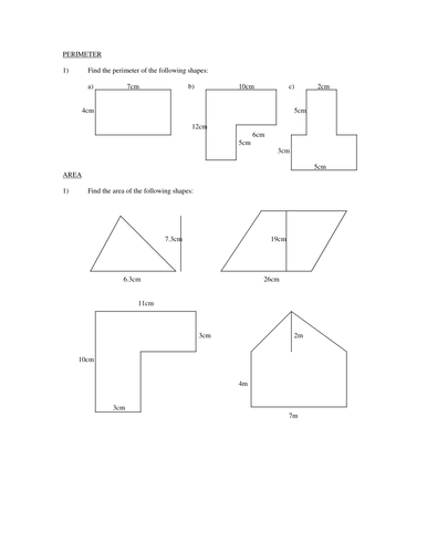 Perimeter and Area Homework | Teaching Resources