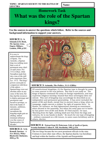What was the role of Spartan kings? | Teaching Resources