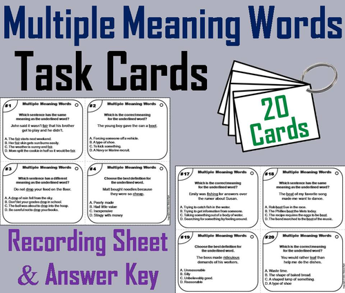 Multiple Meaning Words Task Cards | Teaching Resources Multiple Meaning Words Task Cards | Teaching Resources