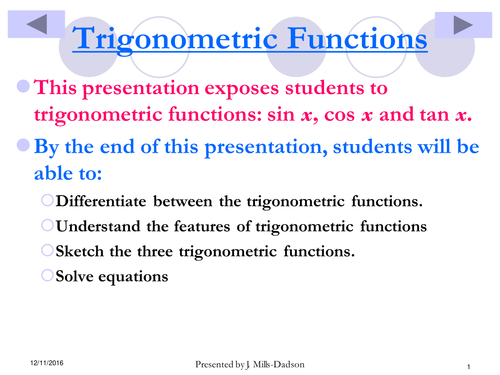 Understanding Trig Functions and their dynamics | Teaching Resources