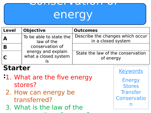 NEW AQA GCSE Physics (2016) - Conservation of Energy | Teaching Resources NEW AQA GCSE Physics (2016) - Conservation of Energy | Teaching Resources