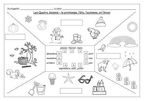 FRENCH - The Four Seasons - Les Quatre Saisons - Worksheets | Teaching ...