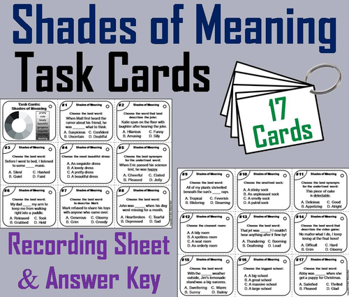 Shades of Meaning Task Cards | Teaching Resources