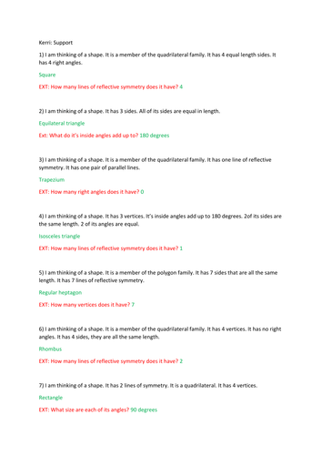 Differentiated 2D Shape Properties Activity Year 5 and 6 | Teaching ...