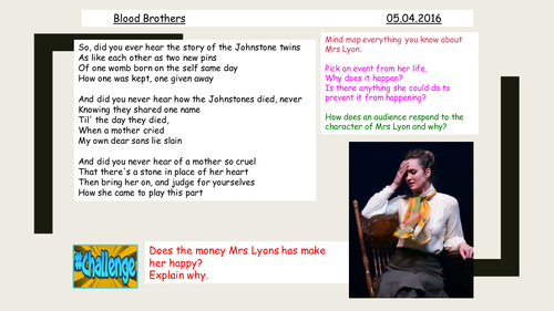 Mrs Lyons Superstition Quotes Blood Brothers Themes Revision Pack