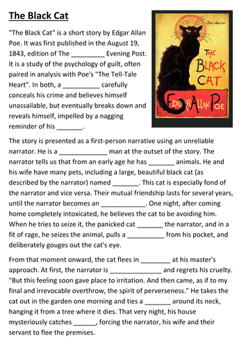 The Black Cat by Edgar Allan Poe Cloze Activity | Teaching Resources