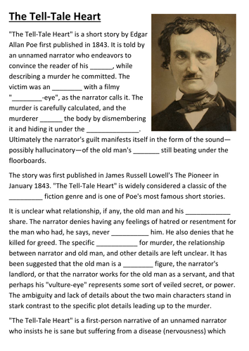 The Tell Tale Heart Cloze Activity | Teaching Resources