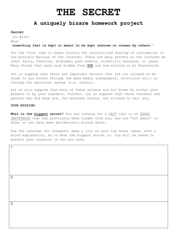 'The Secret' - A Weird Homework Task [Independent Learning, Internet ...
