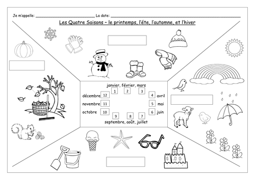 FRENCH - The Four Seasons - Les Quatre Saisons - Worksheets | Teaching ...